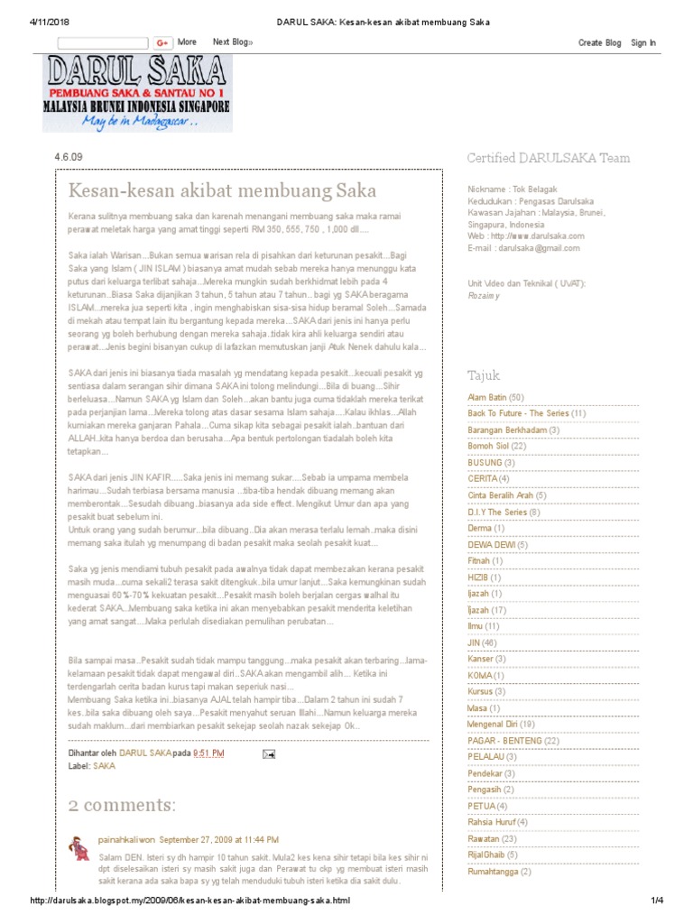 DARUL SAKA - Kesan-Kesan Akibat Membuang Saka | PDF