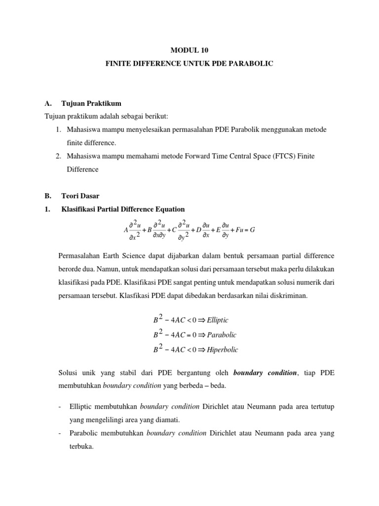 Metode FTCS untuk PDE Parabolik | PDF