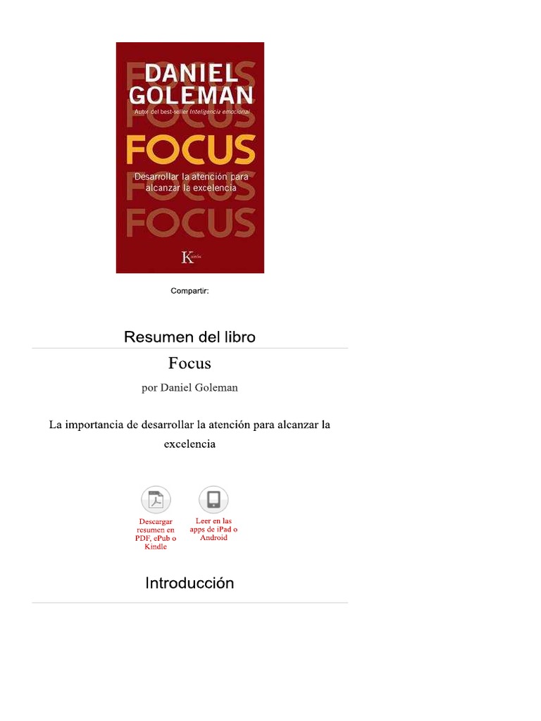 Resumen Del Libro 'Focus', de Daniel Goleman | PDF