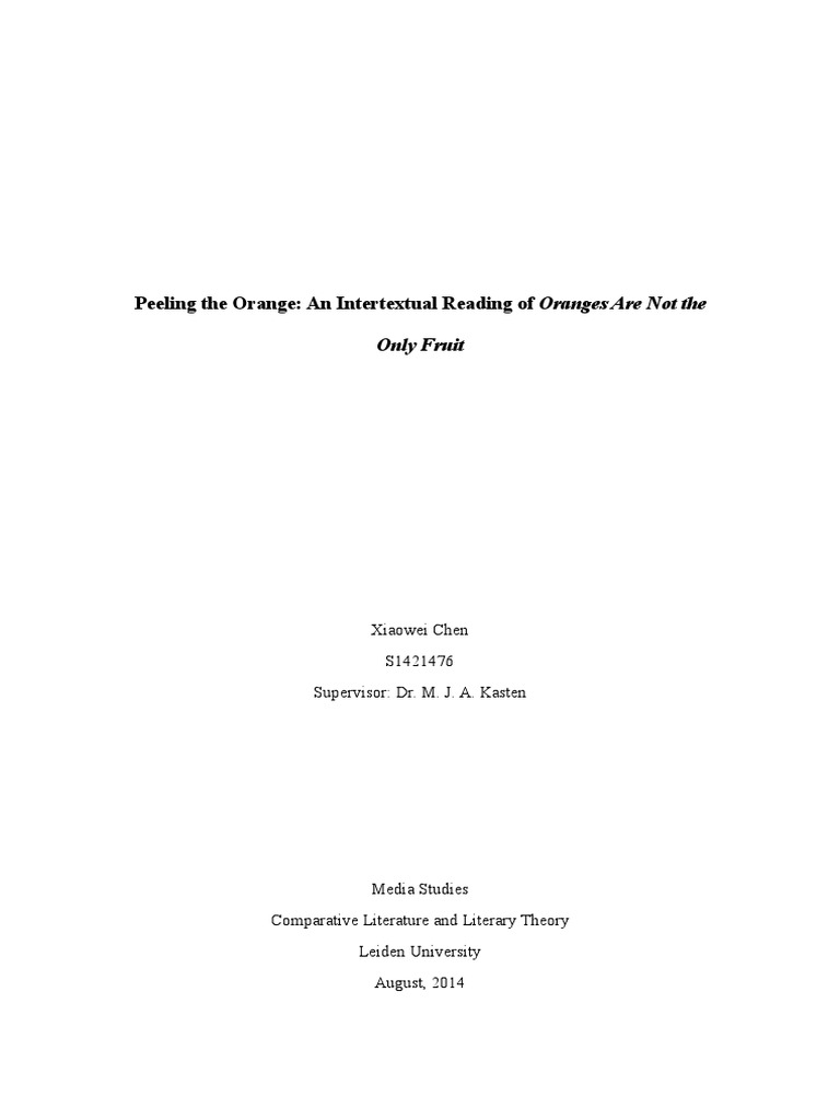 Peeling The Orange An Intertextual Reading of Oranges Are Not The Only ...