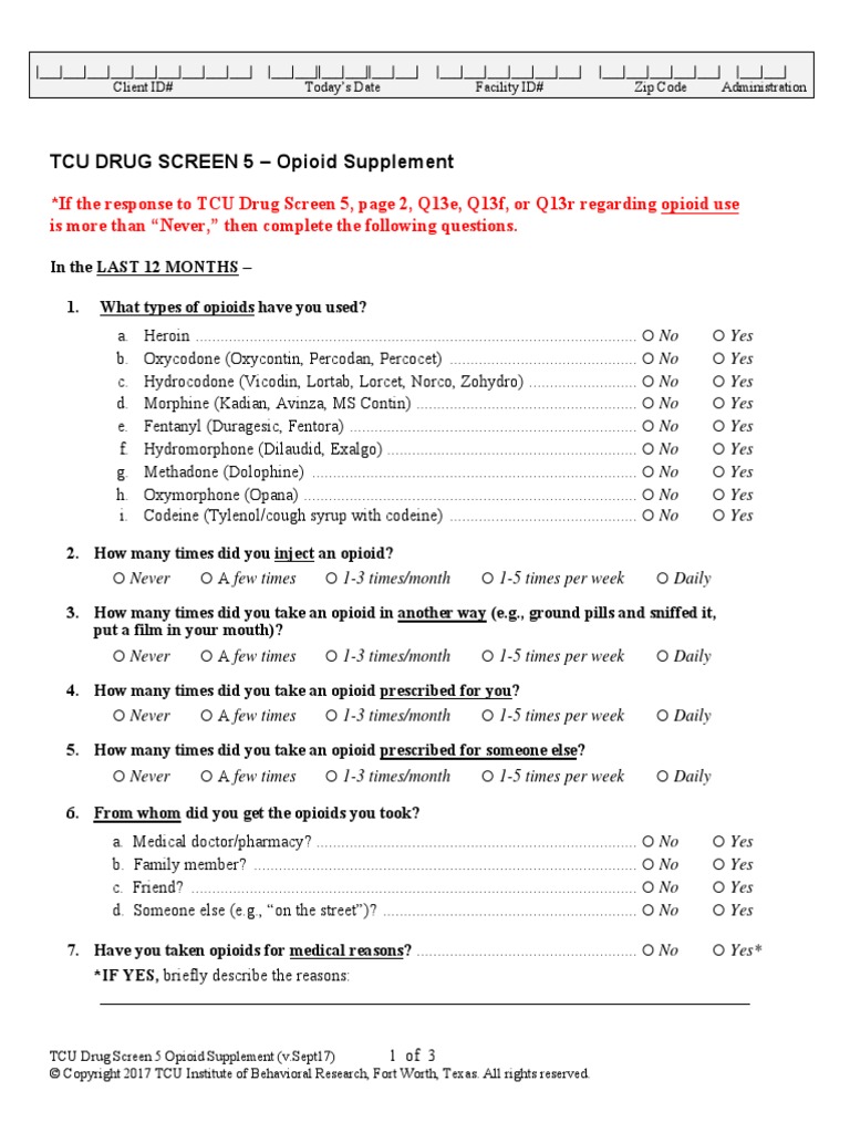 TCU Drug Screen 5 Opioid Supplement Sept17 | Oxycodone | Naloxone