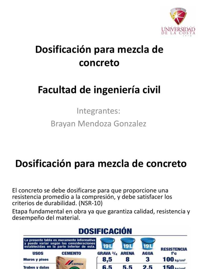 Dosificación para Mezcla de Concreto | PDF | Cemento | Materiales