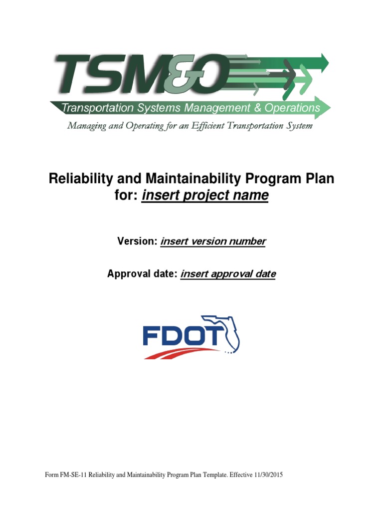 Reliability and Maintainability Program Plan Template | Reliability ...