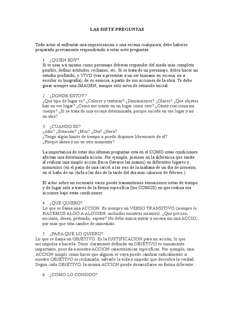 Las Siete Preguntas | PDF | Ocio