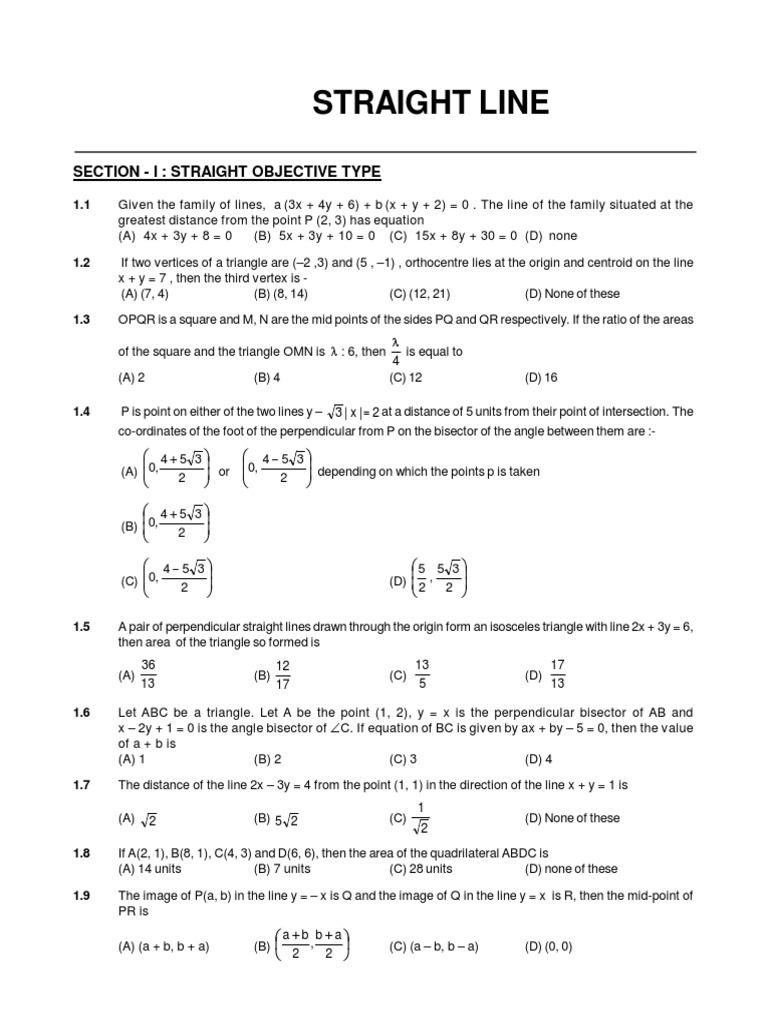 Straight+Line+-+Questions | Triangle | Elementary Mathematics