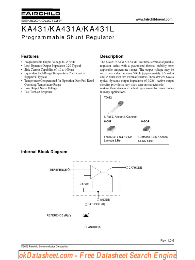KA431-KA431A-KA431L Programmable Shunt Regulator | PDF | Anode ...