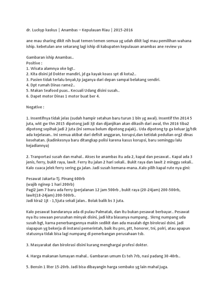 Dr. Luckyp @kaskus - Anambas - Kepulauan Riau - 2015-2016 | PDF