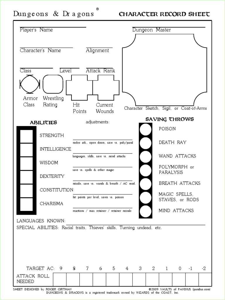 Character Record Sheet Dungeon Master | PDF