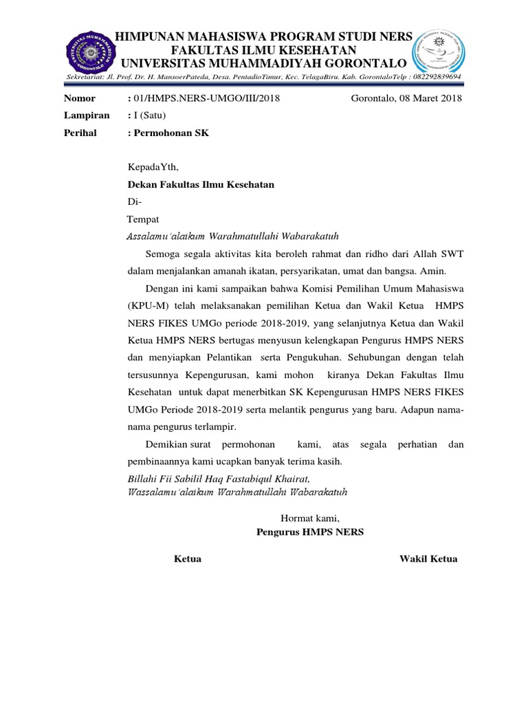 01 Surat Permohonan SK HMPS Ners 2018-2019 (1) (1) | PDF
