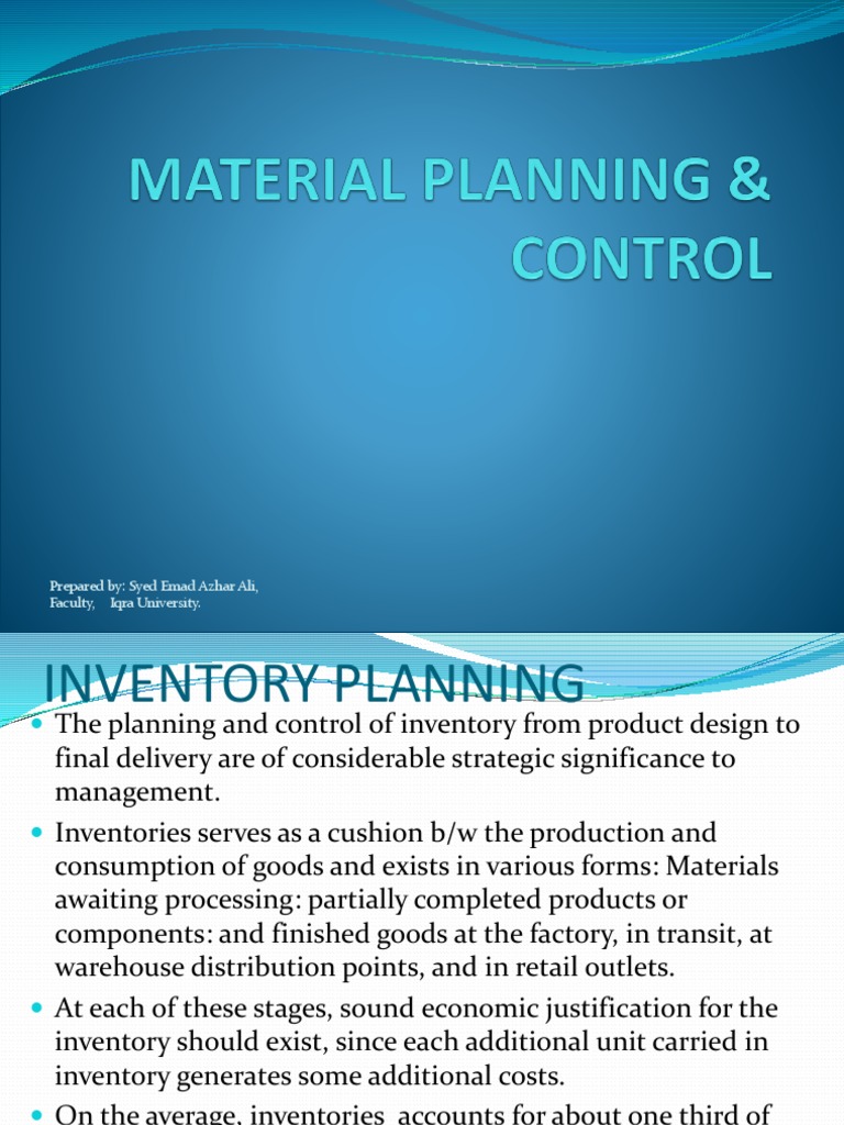 Material Planning & Control | PDF | Inventory | Business Economics