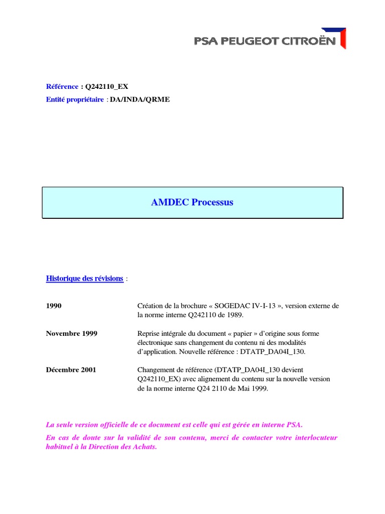 Amdec Processus PDF | PDF | Ingénierie de fiabilité | Ingénierie des ...