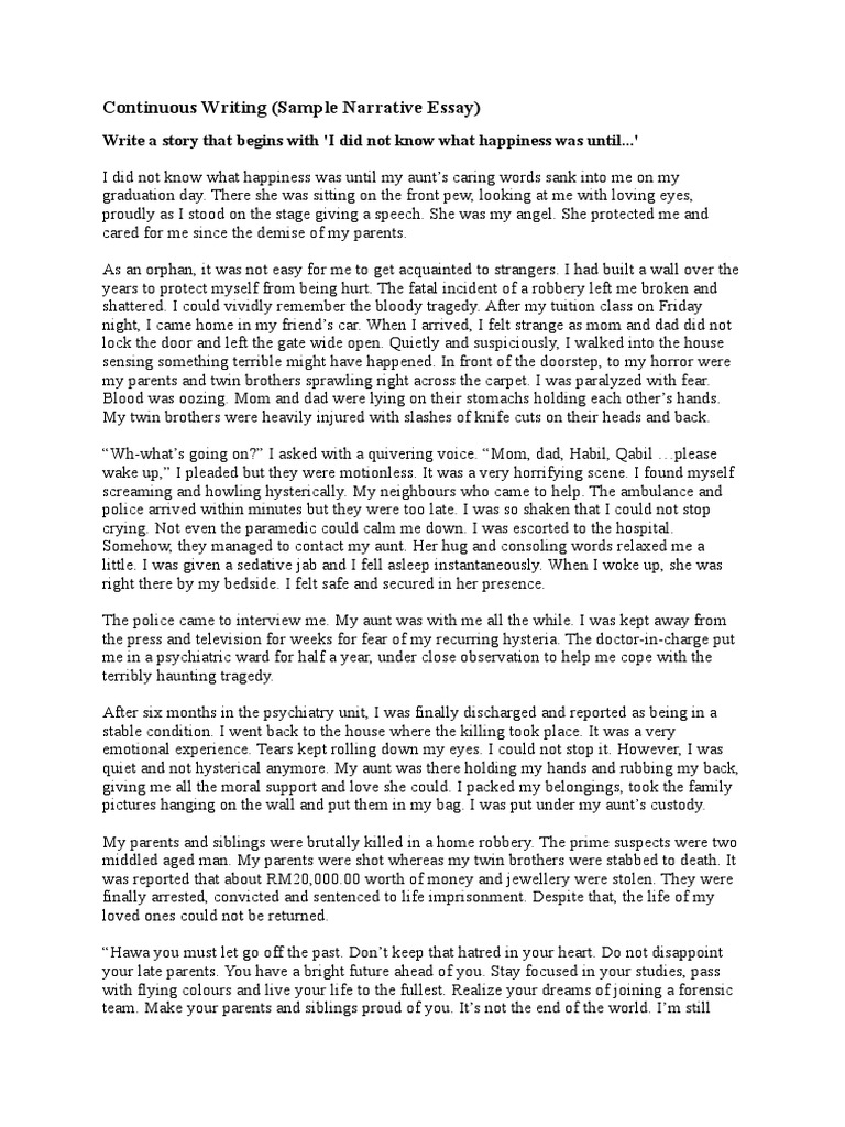 Continuous Writing Sample Essay | PDF Continuous Writing Sample Essay | PDF