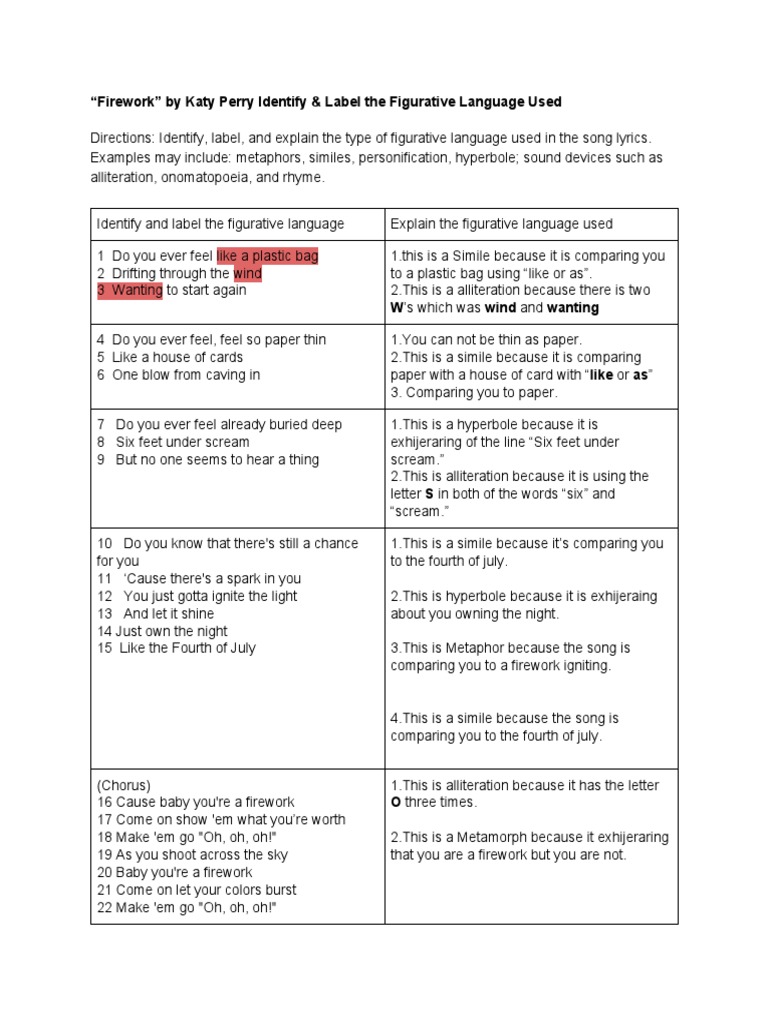 Figurative Language in "Firework" | PDF | Leisure