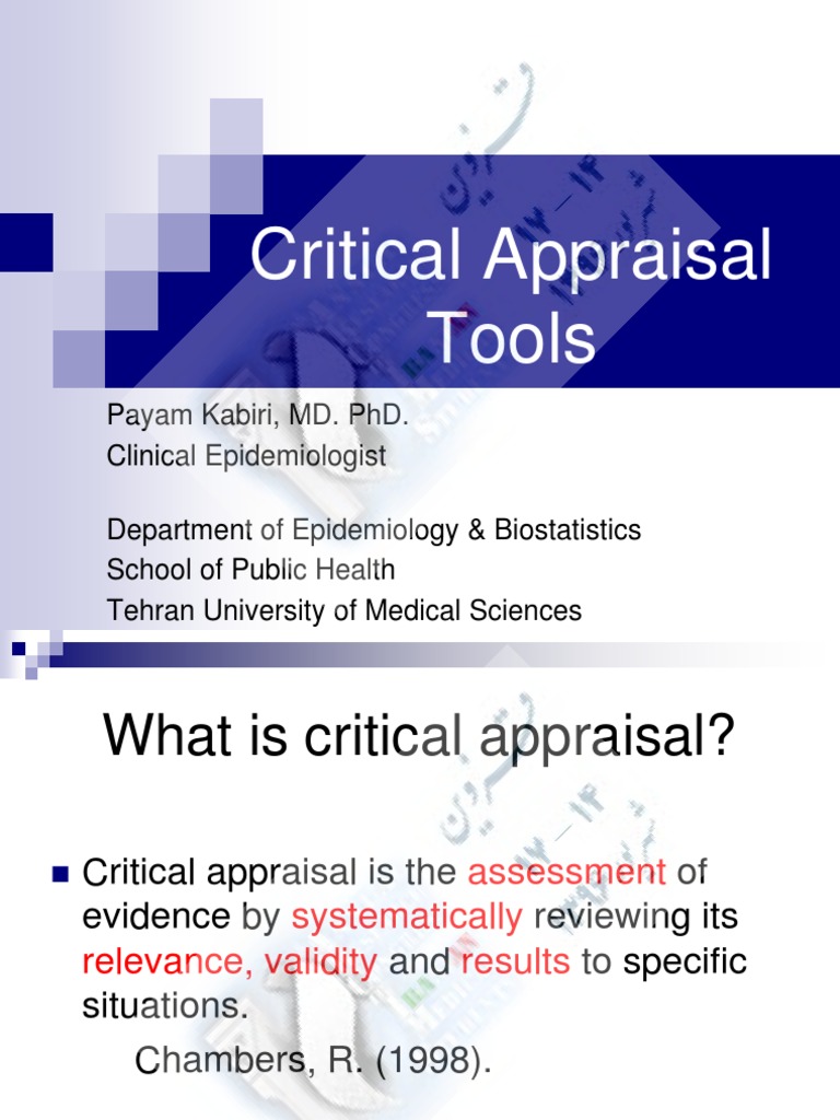 Critical Appraisal | PDF | Sensitivity And Specificity | Randomized Controlled Trial