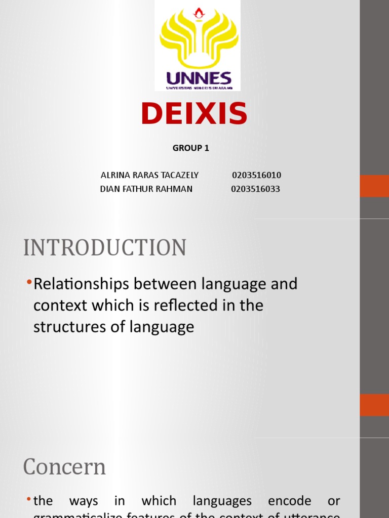 Deixis Presentation g01 | PDF | Symbols | Linguistics