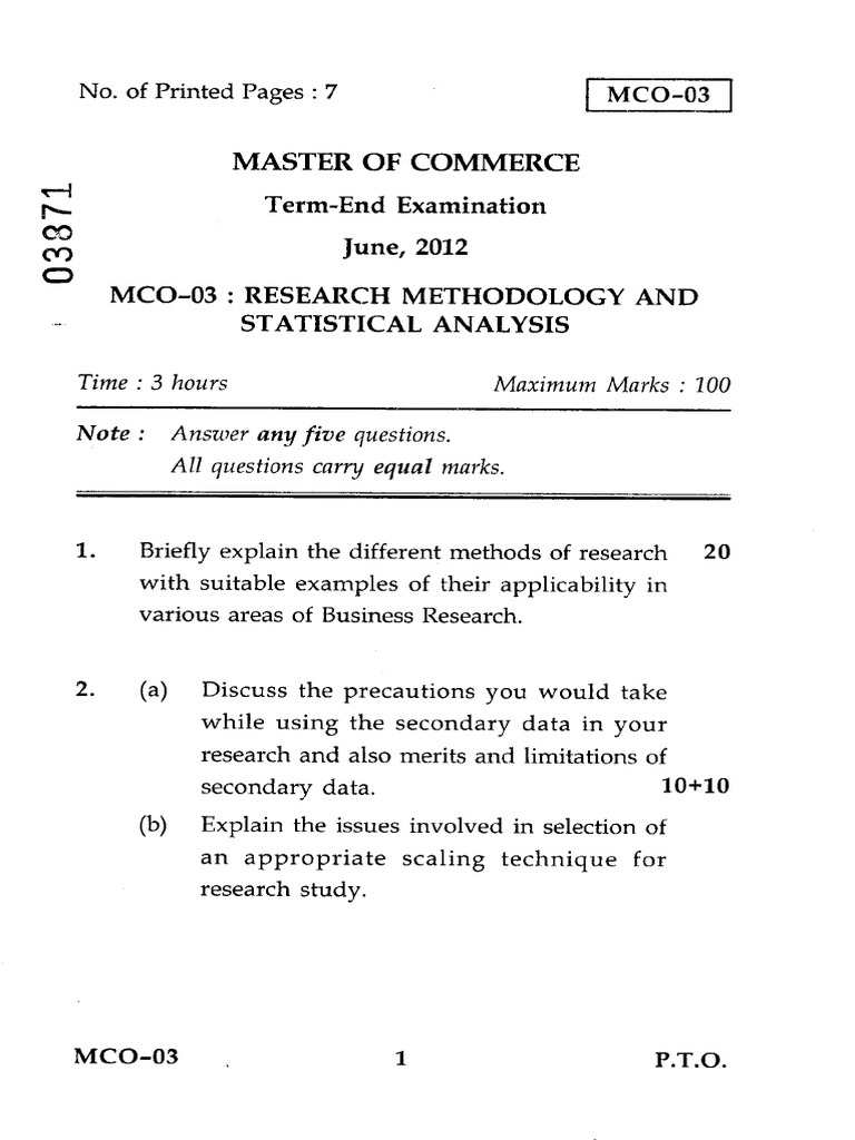 MCO-3 June12 | PDF | Sampling (Statistics) | Sample Size Determination