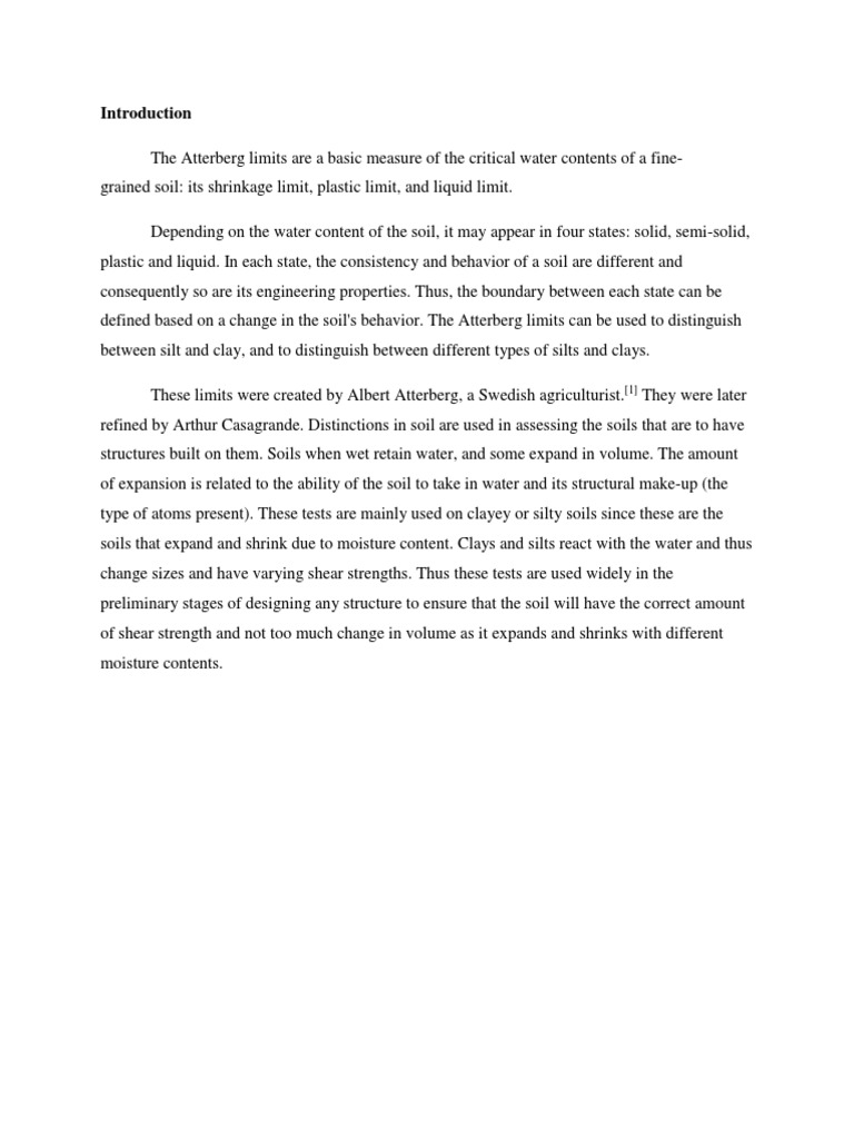 Introduction Atterberg Limit