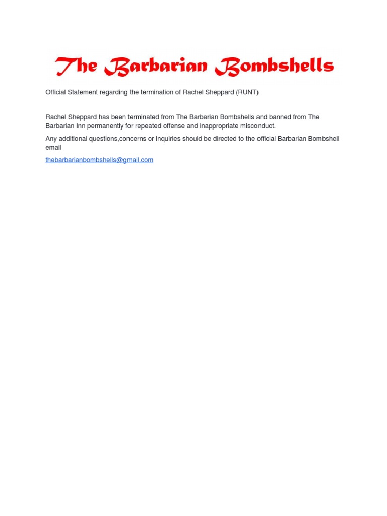 Termination of Rachel Sheppard | PDF