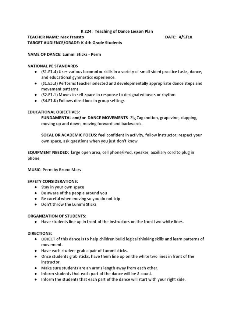 K-4 Dance Lesson: Lummi Sticks | PDF | Dances | Behavior Modification