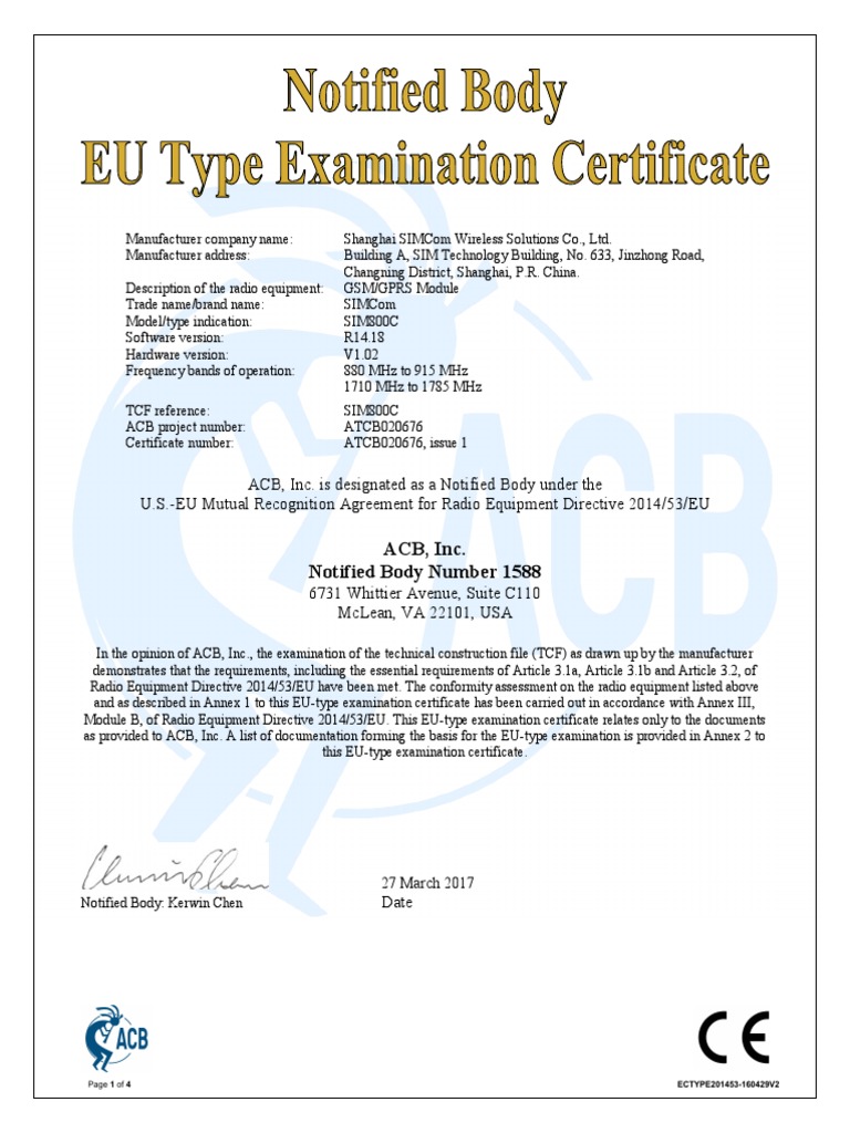 SIM800C Module EU-Type Examination Report | PDF | Radio | Electronics
