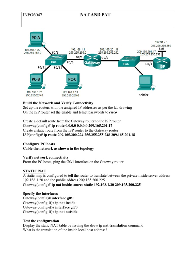 NAT and PAT.pdf | Ip Address | Gateway (Telecommunications)