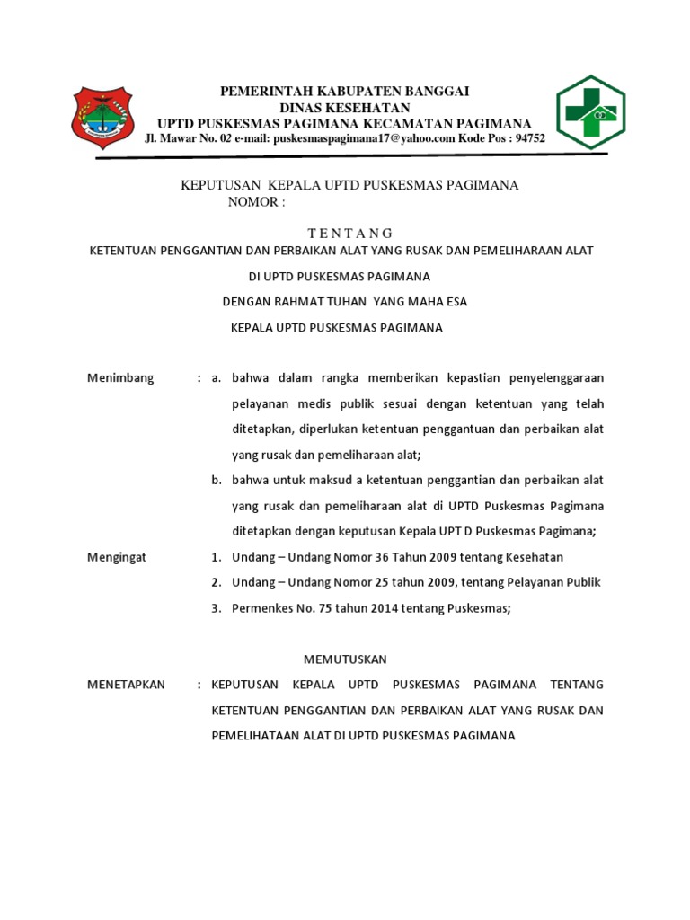 SK Pergantian Dan Perbaikan Alat Yang Rusak | PDF
