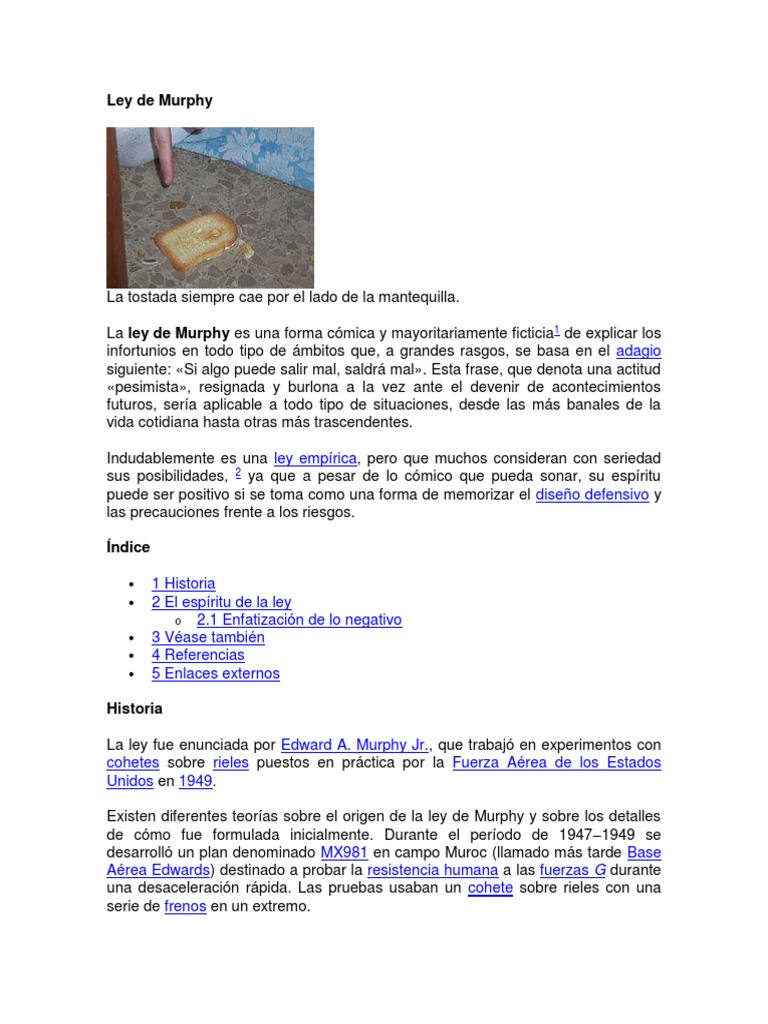 Origen y significado de la ley de Murphy | PDF | Science | Ciencia ...