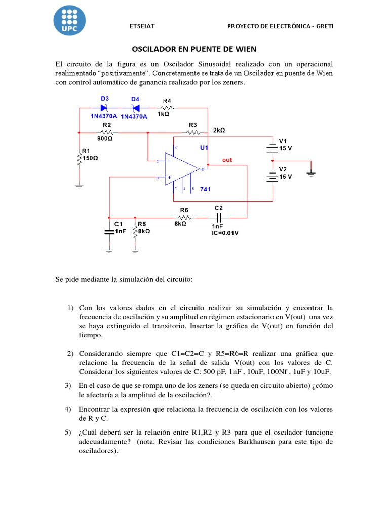Oscilador en Puente de Wien | PDF