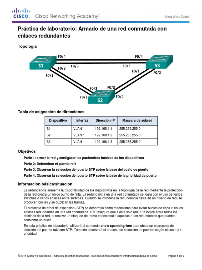 2.1.2.10 Lab - Building A Switched Network With Redundant Links | PDF | Redes | Transmisión de datos
