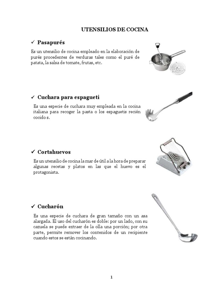 1000 Utensilios de Cocina | PDF | Cuchara | Cuchillo