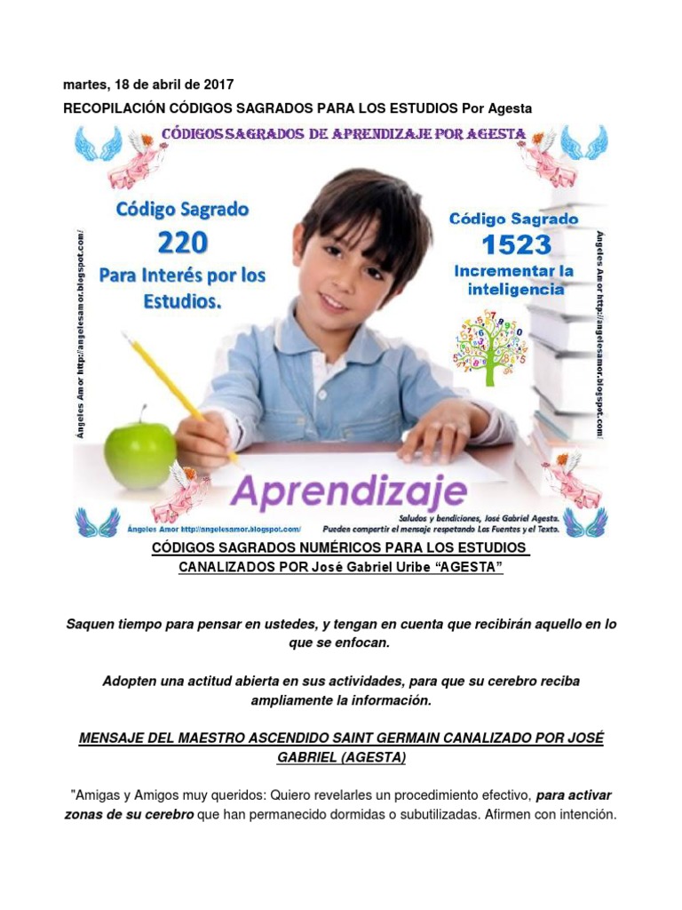 Recopilación Códigos Sagrados para Los Estudios | PDF | Aprendizaje ...