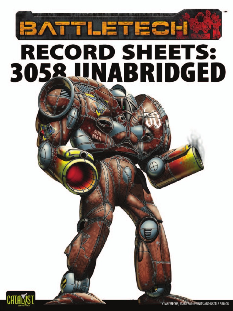 BATTLETECH - Record Sheets 3058 Unabridged - Clan Mech, Star League ...