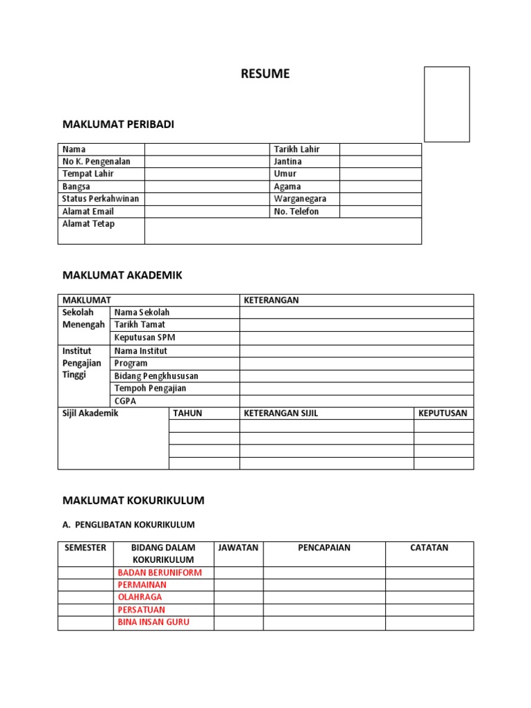 RESUME Pelajar | PDF