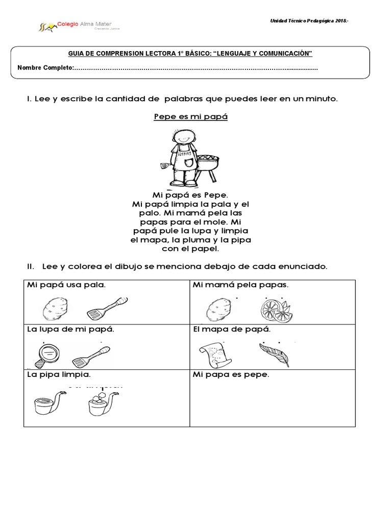 Guía de Comprensión Lectora 1º Básico | PDF | Hogar, jardinería y bricolaje