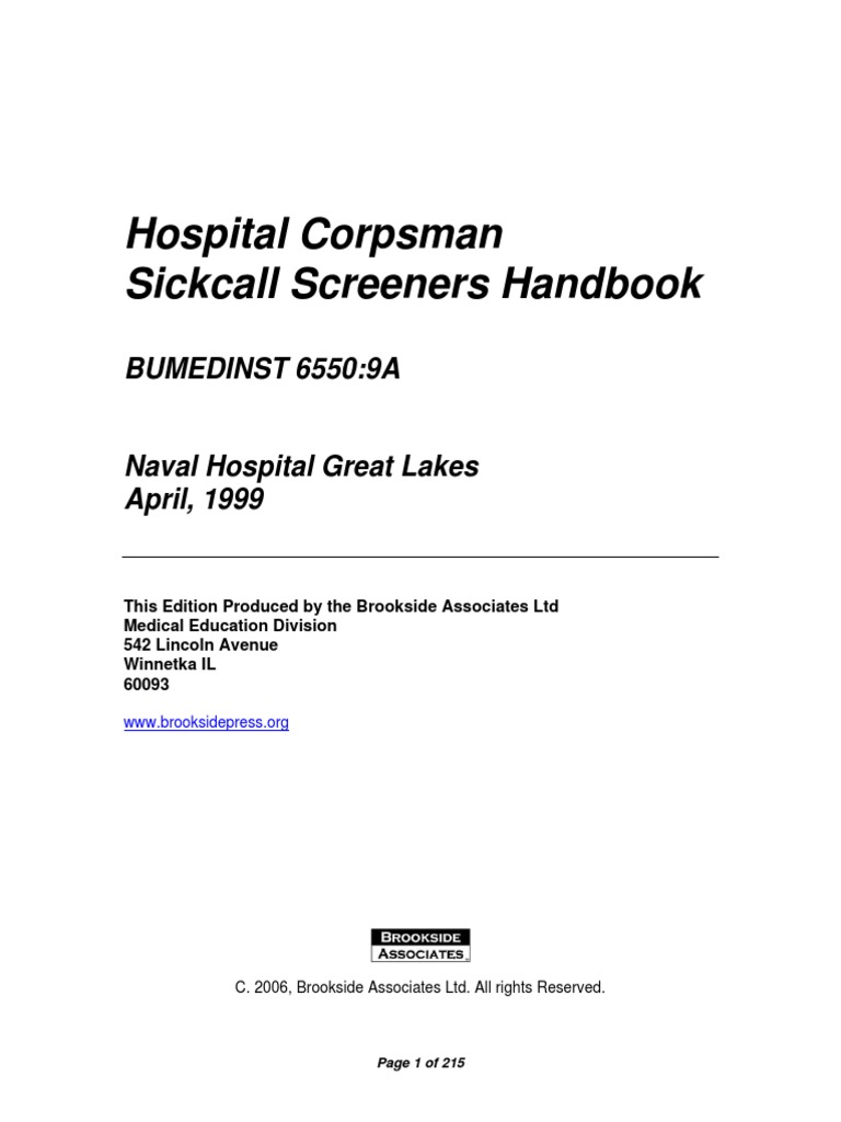 Navy Corpsman Sick Call Screeners Guide | PDF | Knee | Anatomical Terms ...