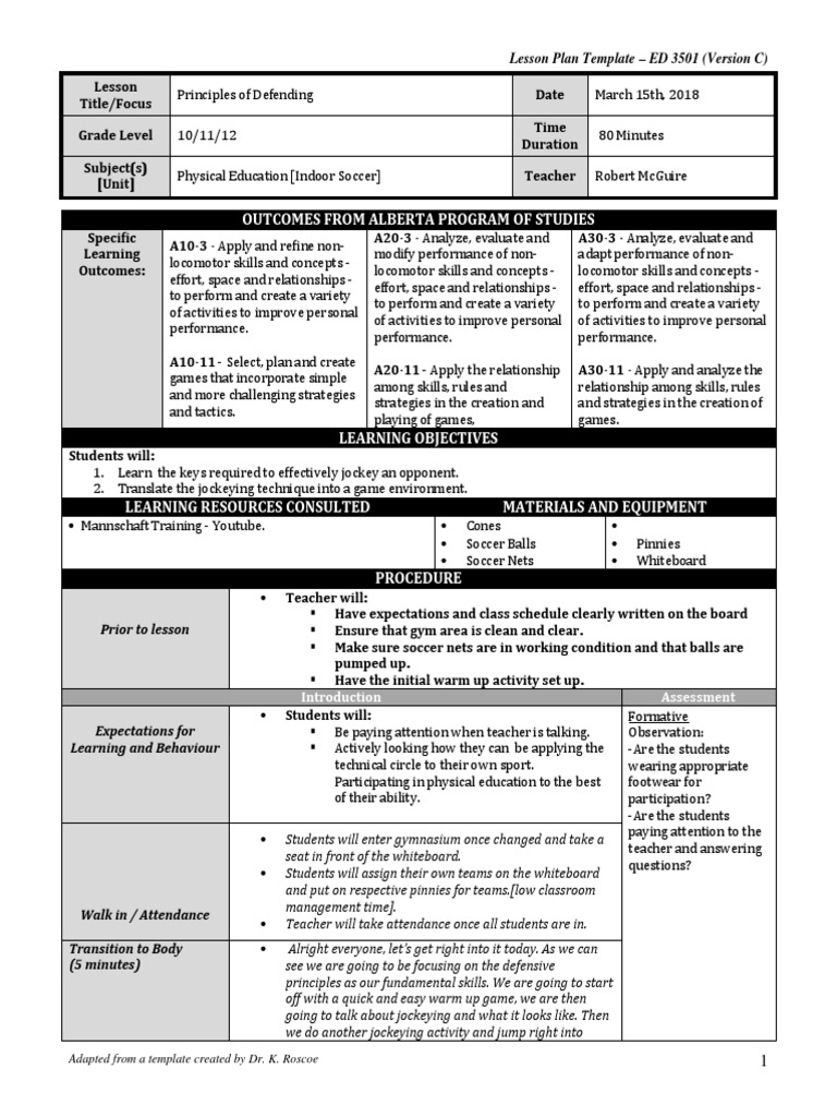 Lesson 5 | PDF | Lesson Plan | Physical Education