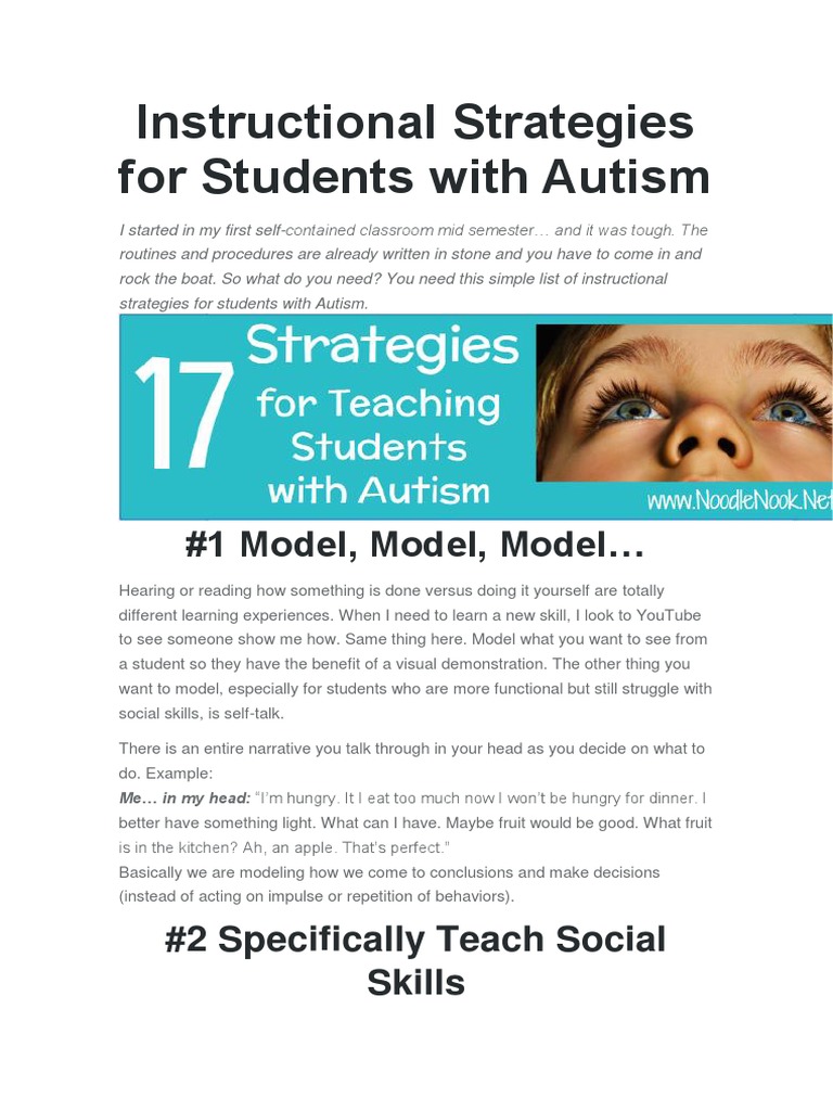 Instructional Strategies For Students With Autism | PDF | Autism ...