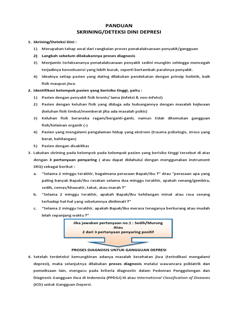 Panduan Skrining Depresi (SRQ 20) | PDF