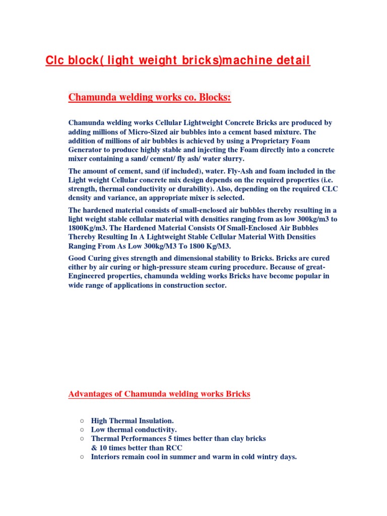 CLC Plant Detail | PDF | Brick | Concrete