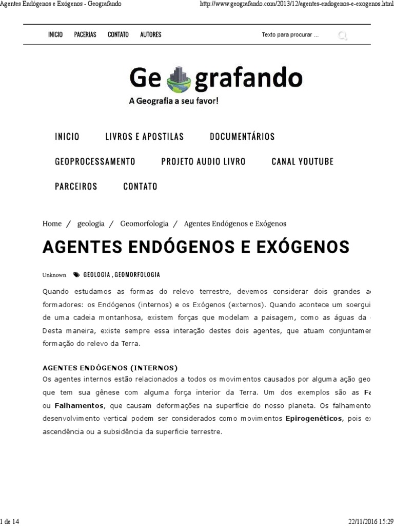 Agentes Endógenos e Exógenos - Geografando | PDF | Terreno | Rochas ...