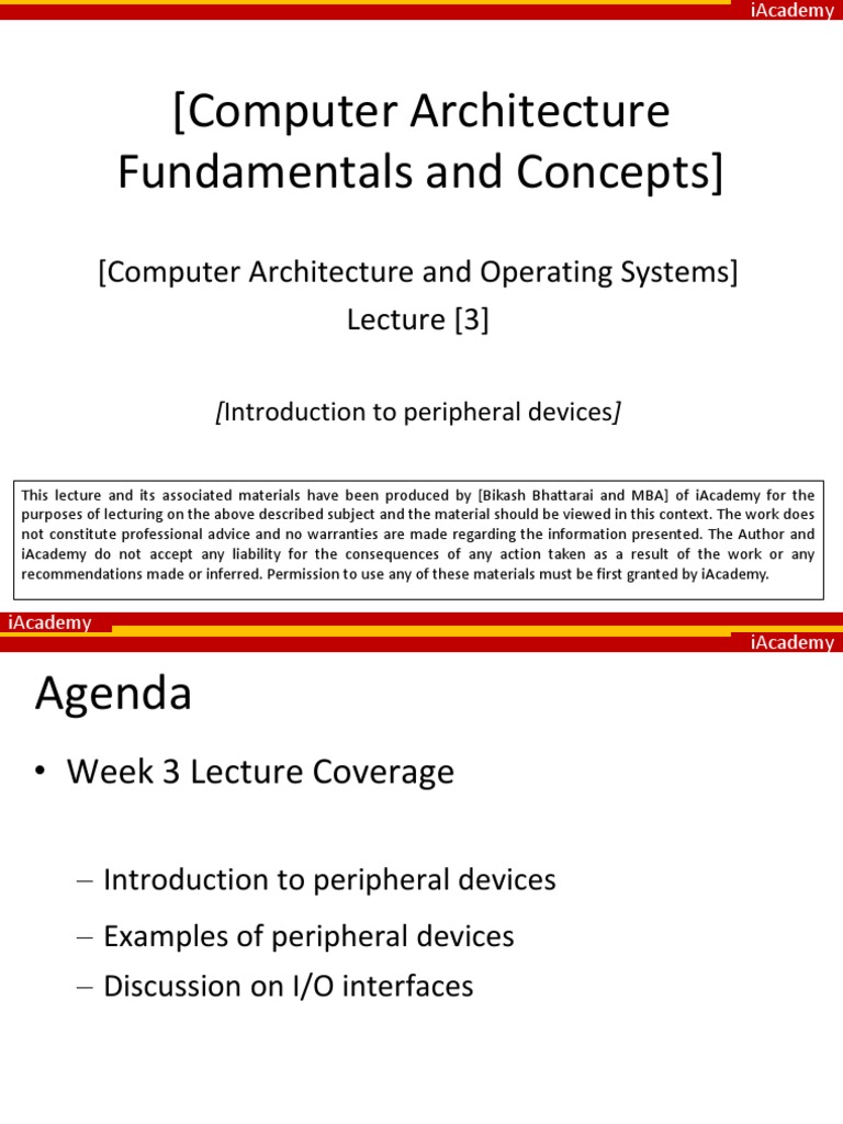 Lecture 3 Introduction To Peripheral Devices | PDF | Input/Output | Central Processing Unit