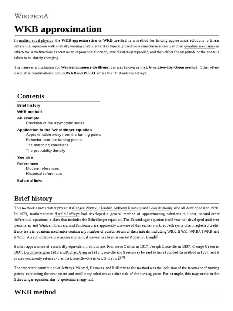 WKB Approximation | PDF | Particle Physics | Mathematical Concepts