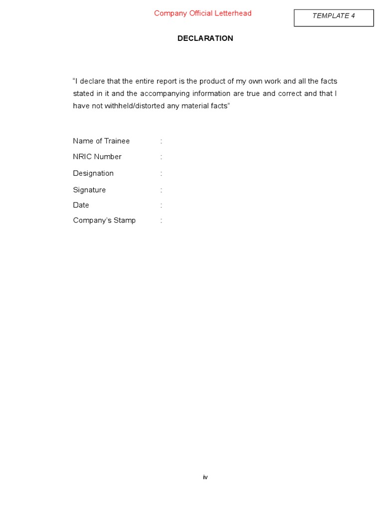 Trainee Report Declaration | PDF