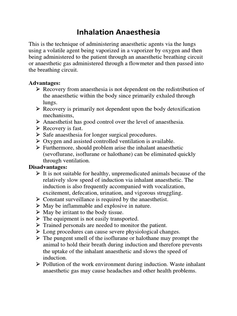 Inhalation Anaesthesia | PDF | Anesthesia | Chloroform