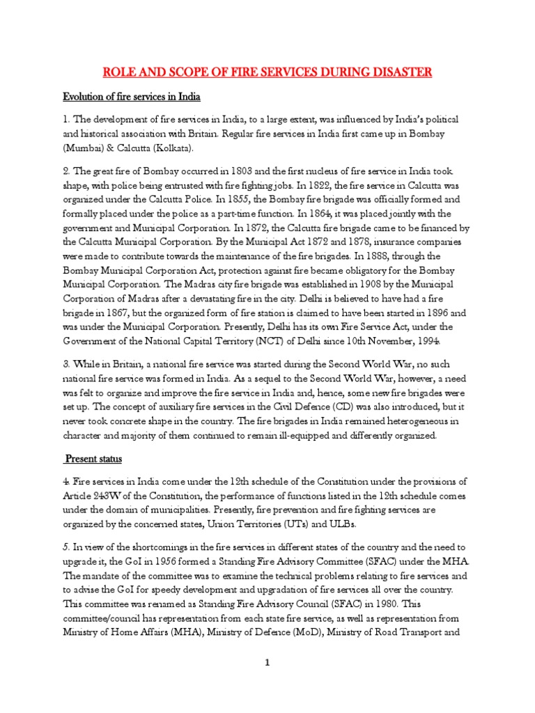 Role and Scope of Fire Services During Disaster | Emergency Management ...