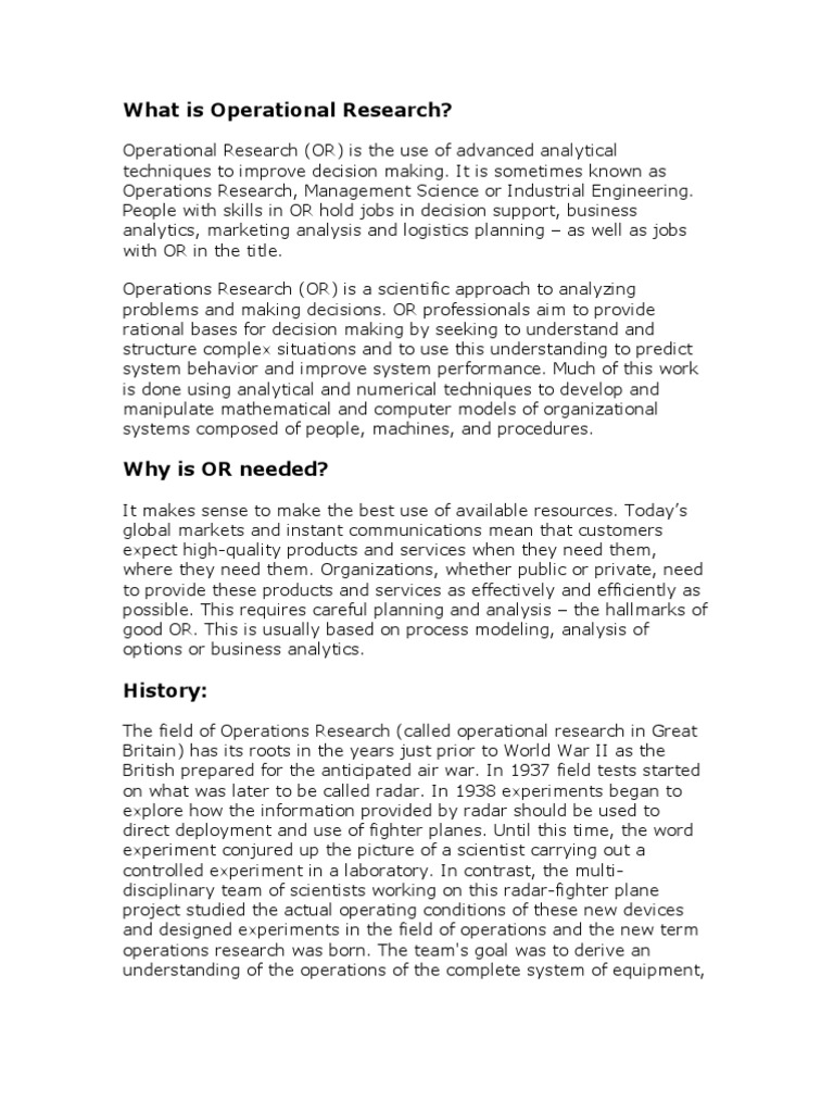 What Is Operational Research? | PDF | Social Network | Operations Research