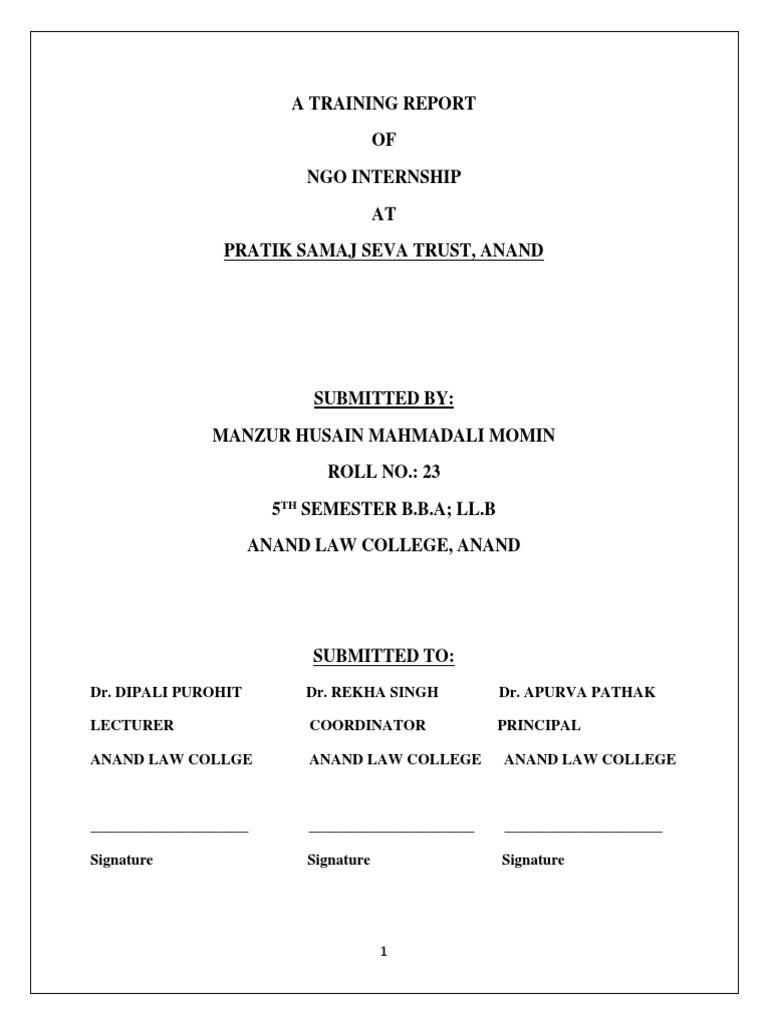 NGO Internship Report (Law) | PDF | Non Governmental Organization ...