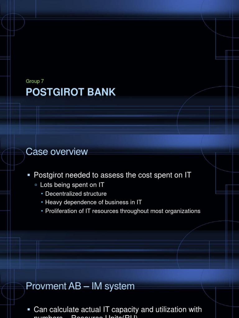 Postgirot Bank IT Cost Assessment Insights | PDF