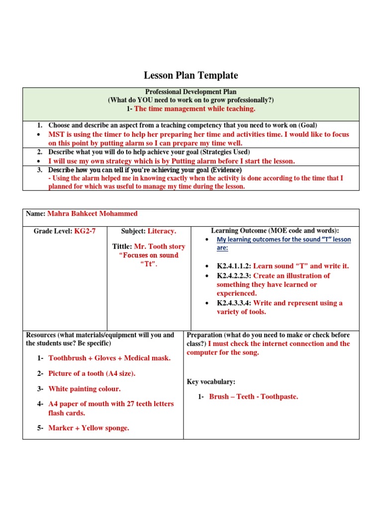 Tooth Lesson Plan | PDF | Lesson Plan | Change