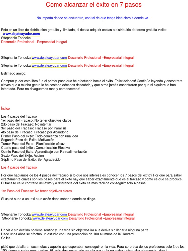 Como Alcanzar El Exito en 7 Pasos | PDF | Planificación | Aprendizaje